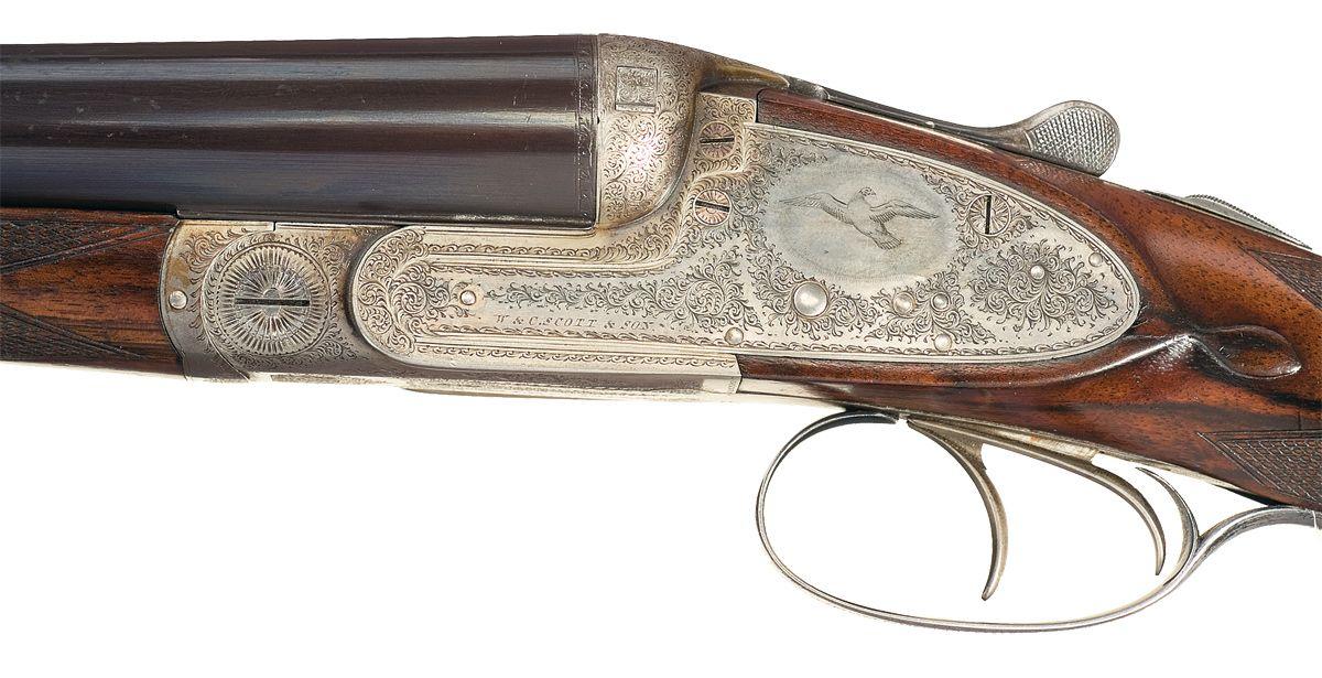 Engraved W.C. Scott Monte Carlo Side Lock Double Barrel Shotgun