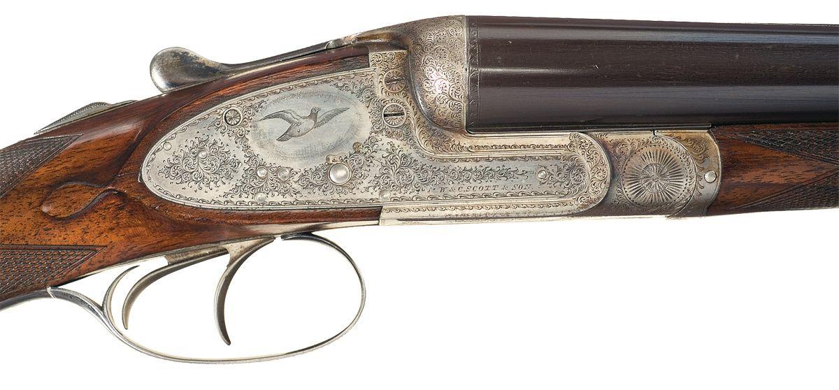 Engraved W.C. Scott Monte Carlo Side Lock Double Barrel Shotgun