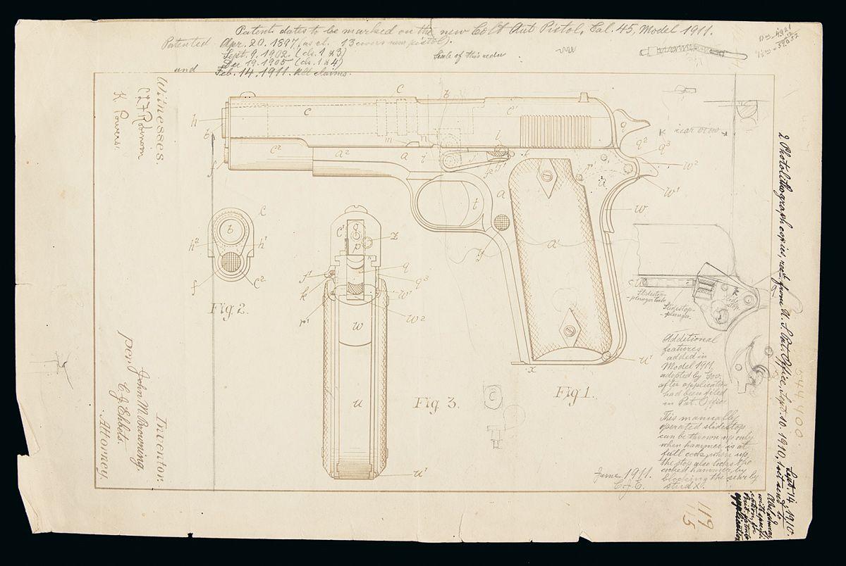 Original 1911 Patent Drawing by John Browning