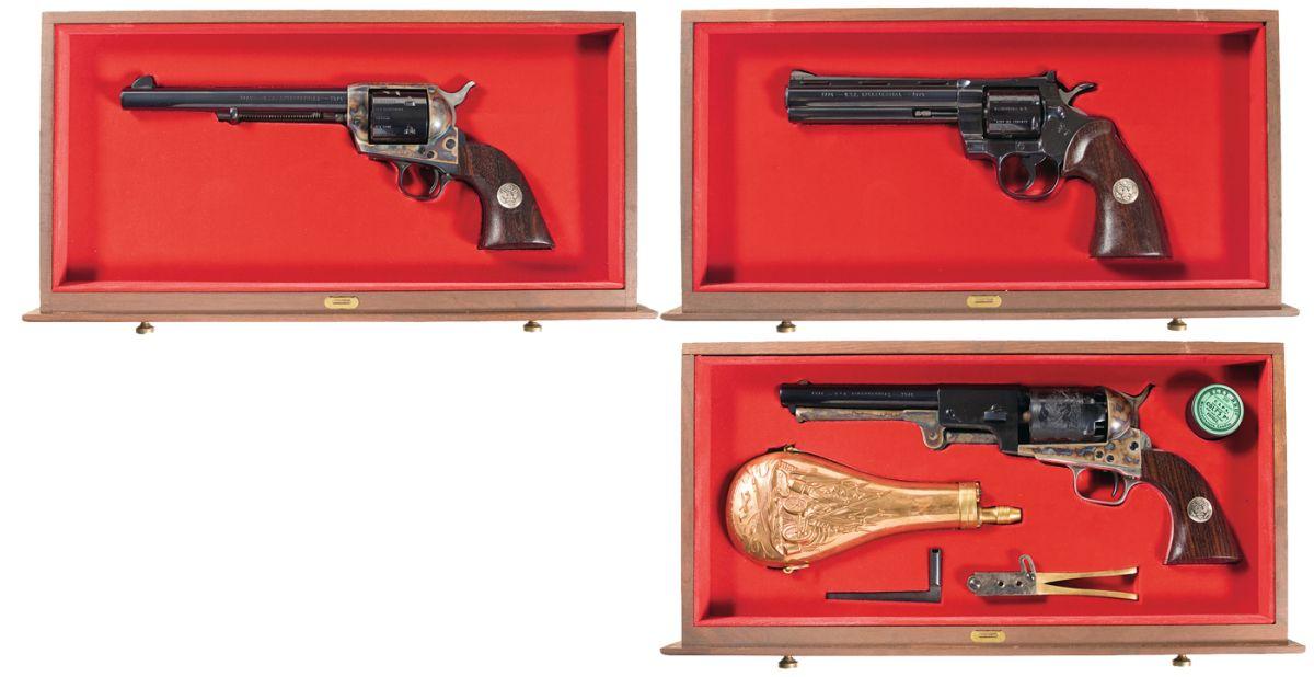 Cased Colt Bicentennial Three Revolver Set with Book -A) Colt U.S ...