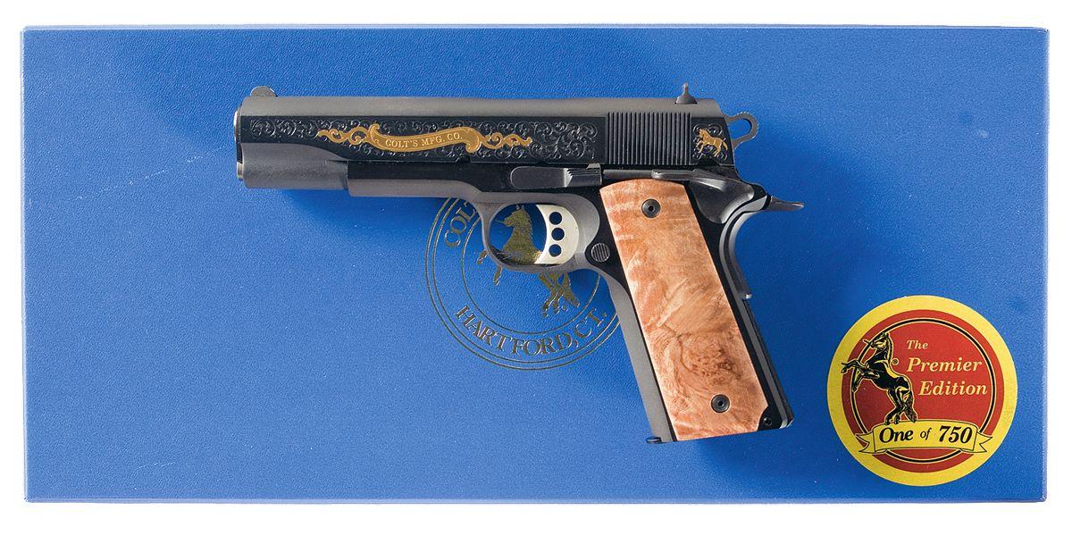 Engraved Colt Premier Edition Government Model Semi-Automatic Pistol ...