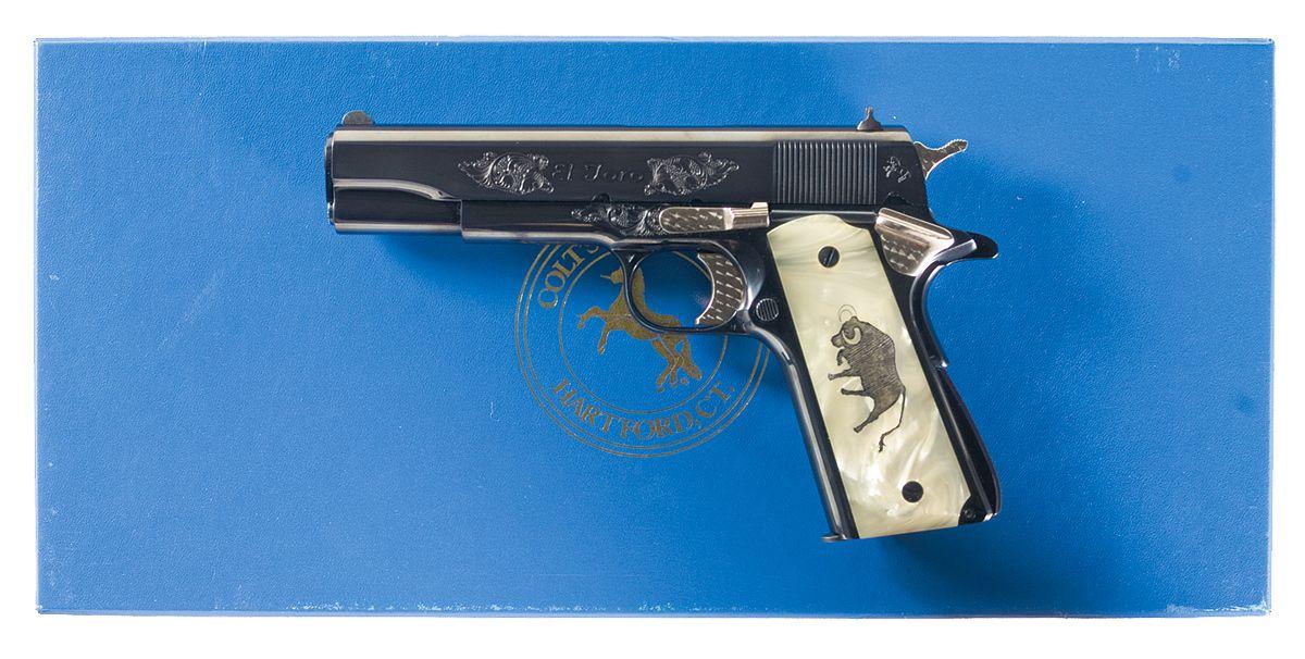 Engraved Colt El Toro Government Model Semi-Automatic Pistol with Box