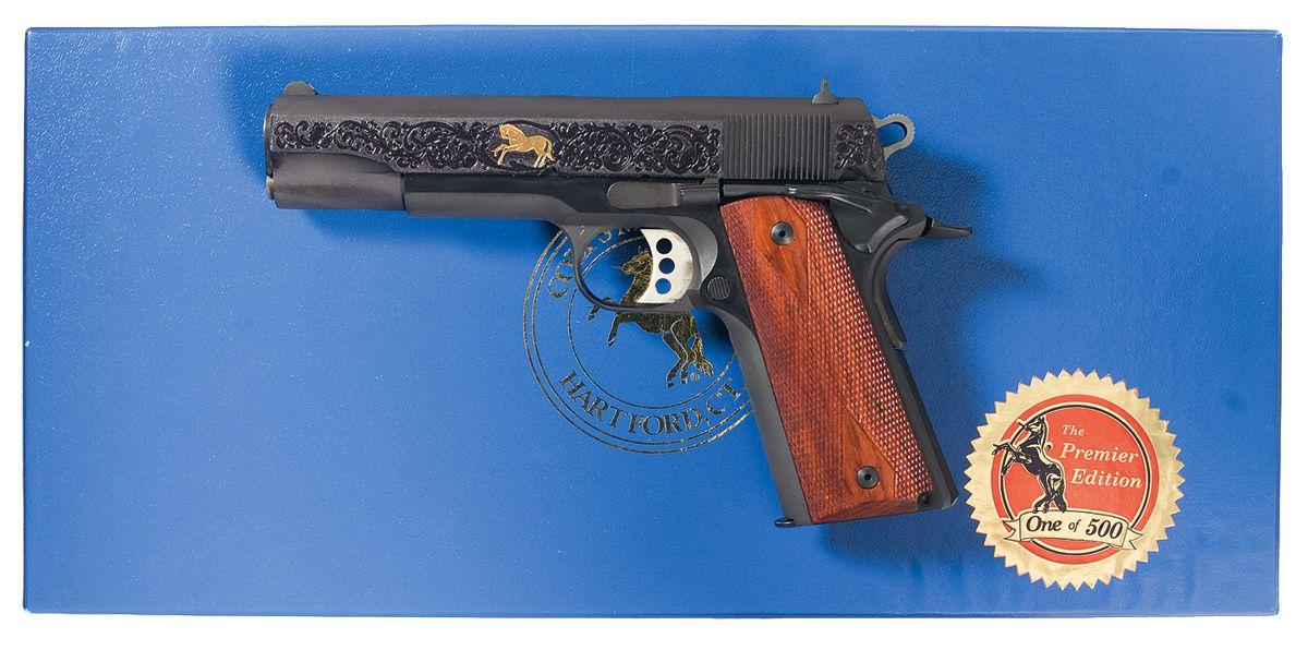 Engraved Colt Premier Edition Government Model Semi-Automatic Pistol ...