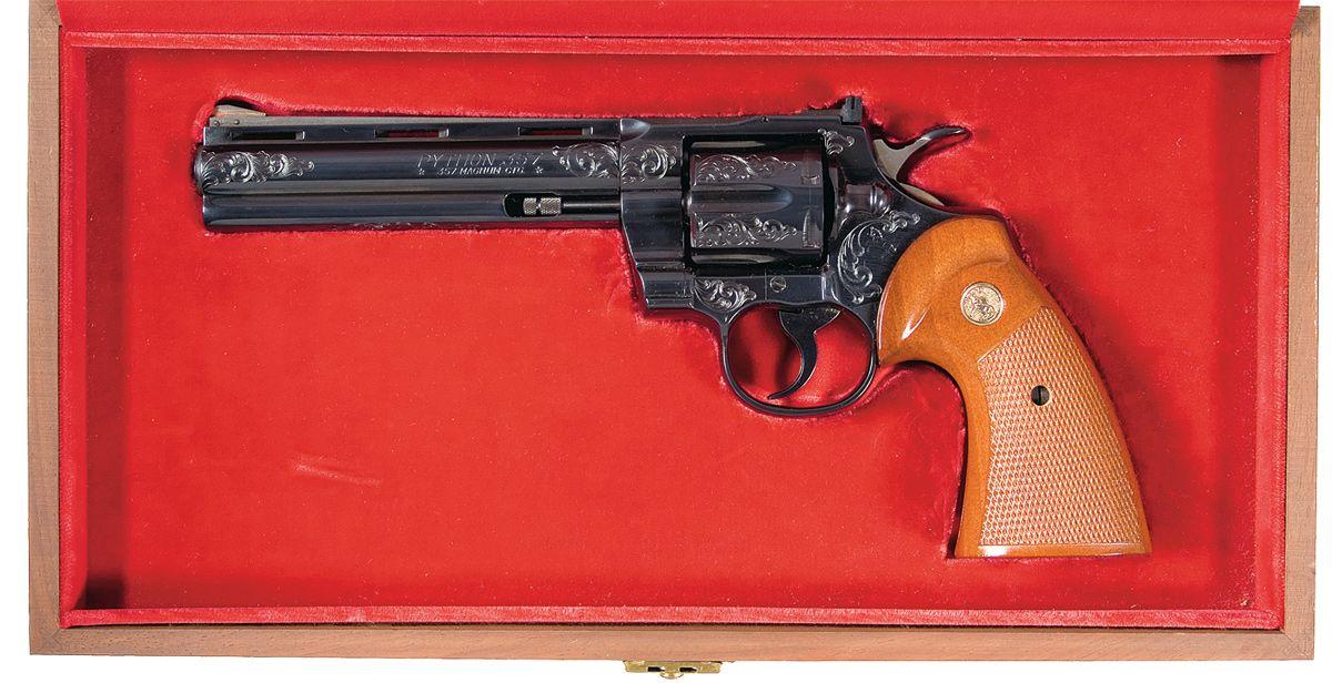 Cased Colt Python Revolver with Factory "B" Grade Engraving and Factory ...
