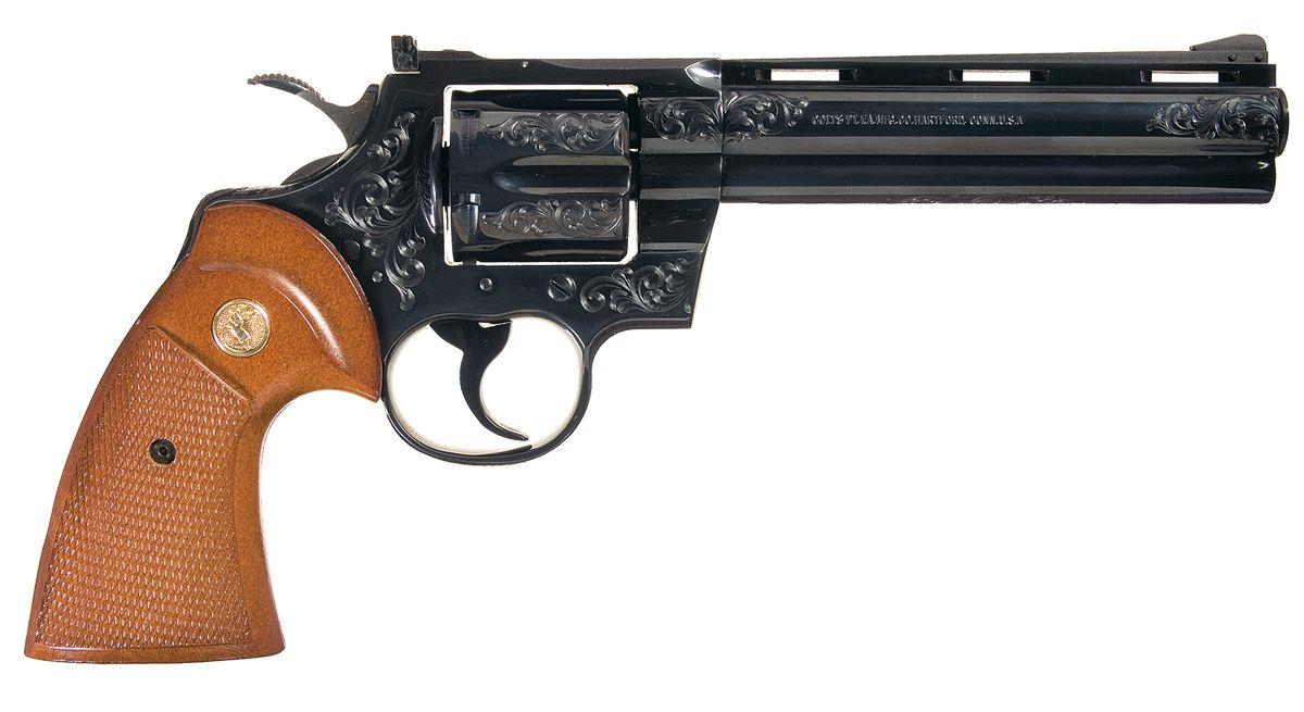 Cased Colt Python Revolver with Factory "B" Grade Engraving and Factory ...
