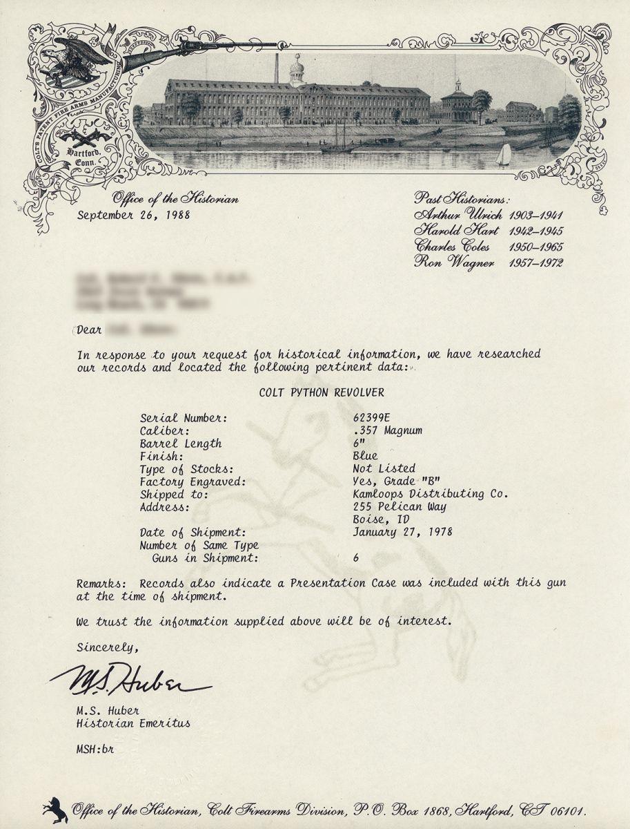 Cased Colt Python Revolver with Factory "B" Grade Engraving and Factory ...