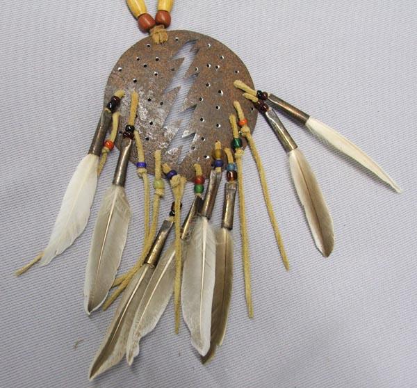 Vintage Native American Bead & Feather Necklace