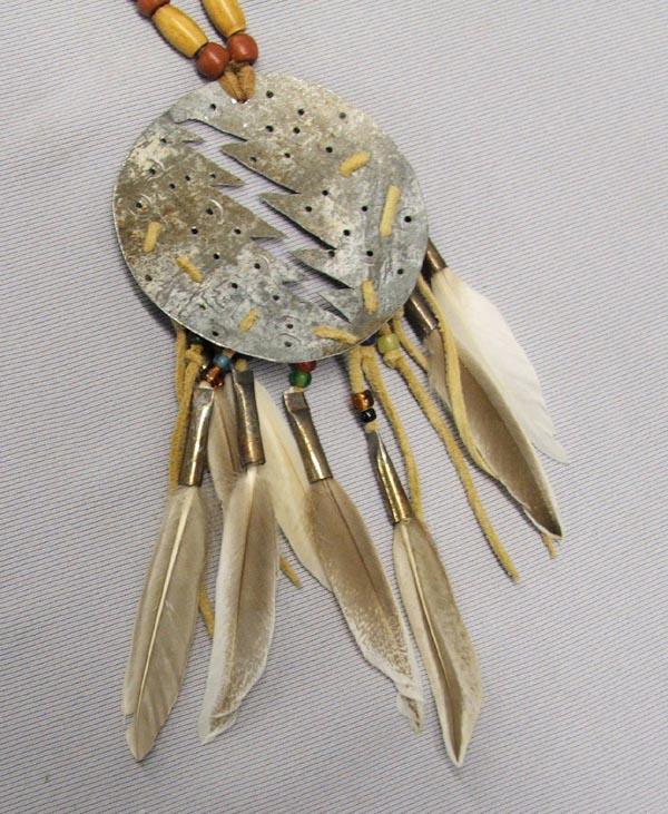 Vintage Native American Bead & Feather Necklace