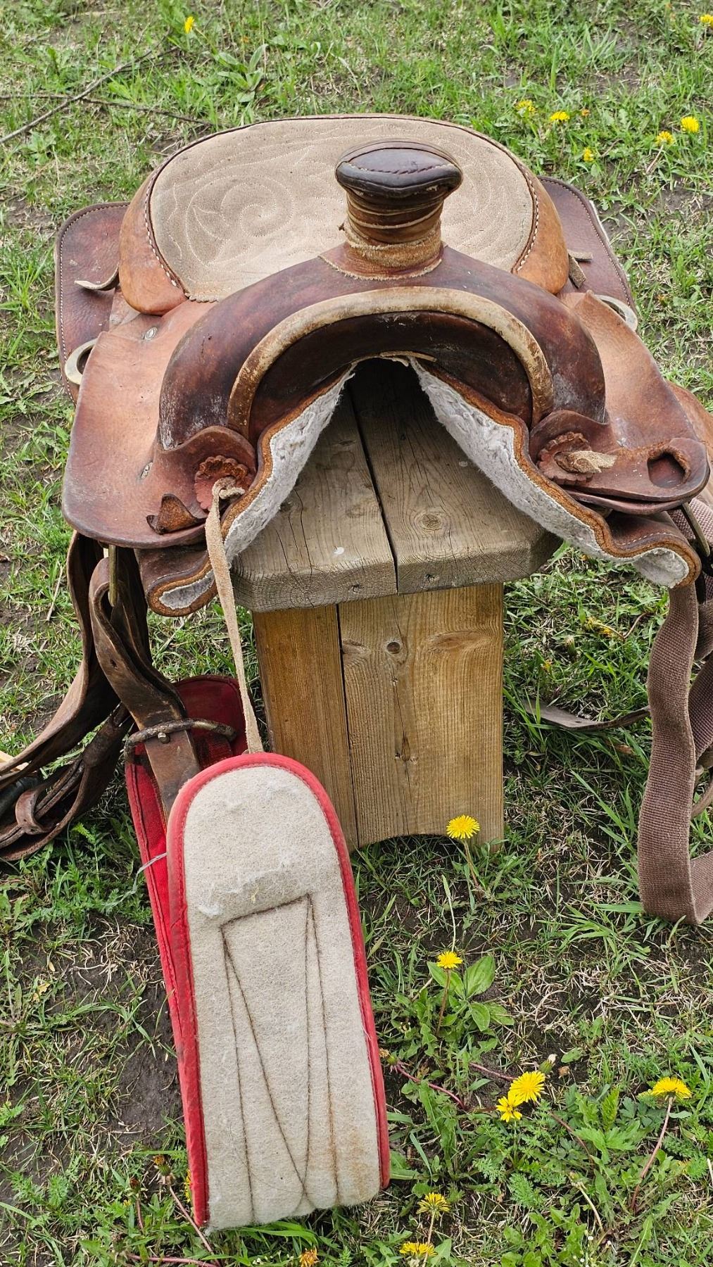 Western Saddle with Tooled Leather and JS Insignia - Beck Auctions Inc.