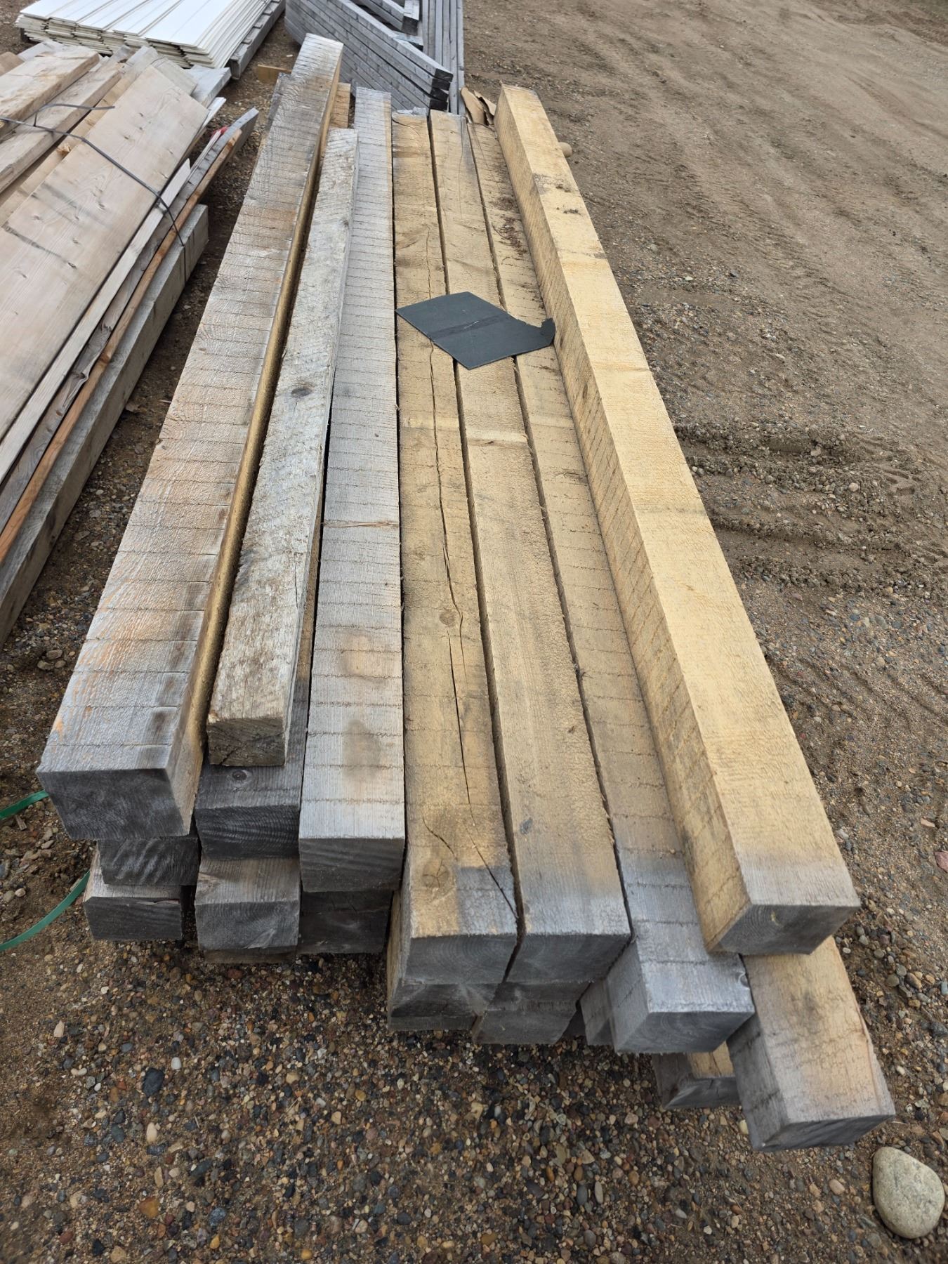 Pallet of wood posts- 6" by 6" by 12' length- approx 23 pieces ...