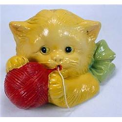 VINTAGE DEVON WARE CHALKWARE KITTEN STRING HOLDER