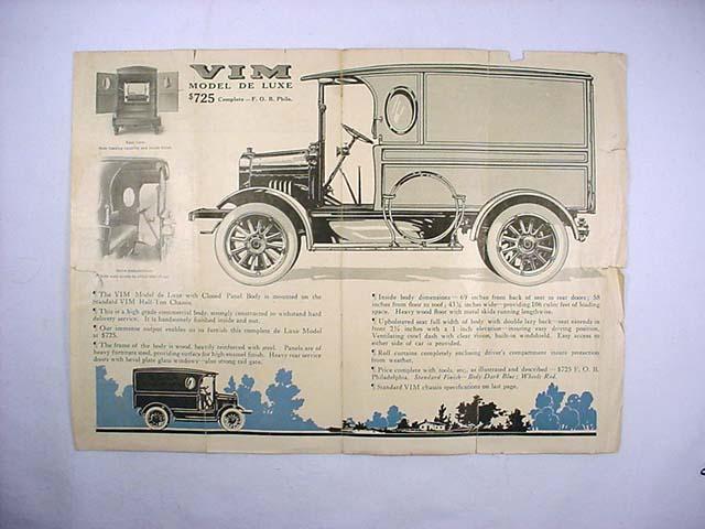 1916 VIM MOTOR TRUCK DELIVERY CARS ADVERTISING BRO