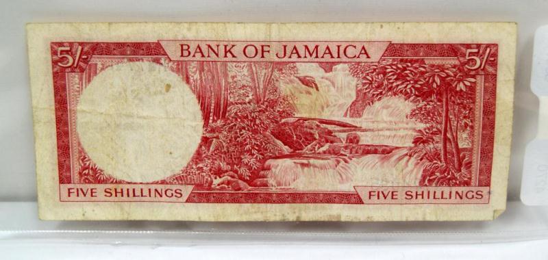 1960 Issued 5 Shilling Note Bank Of Jamaica