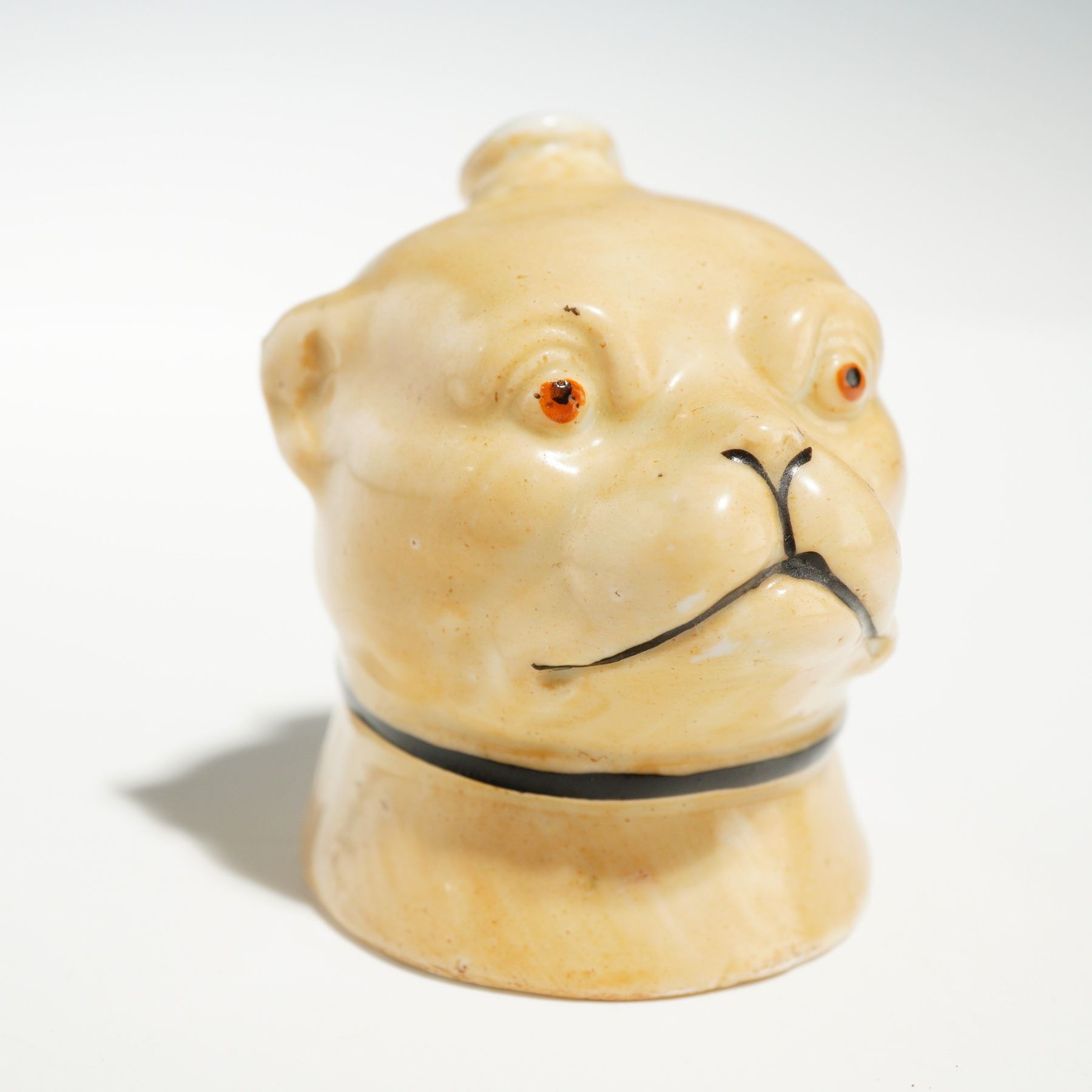 Antique Ceramic Pug's Head Toothpick Holder