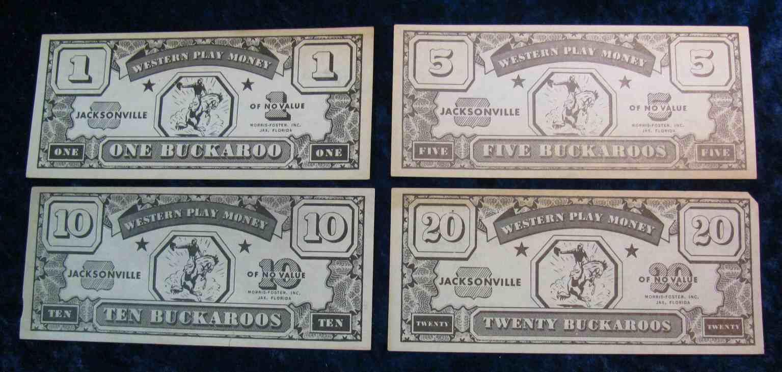 804. Western Play Money Set of 4. Jacksonville, Fl.