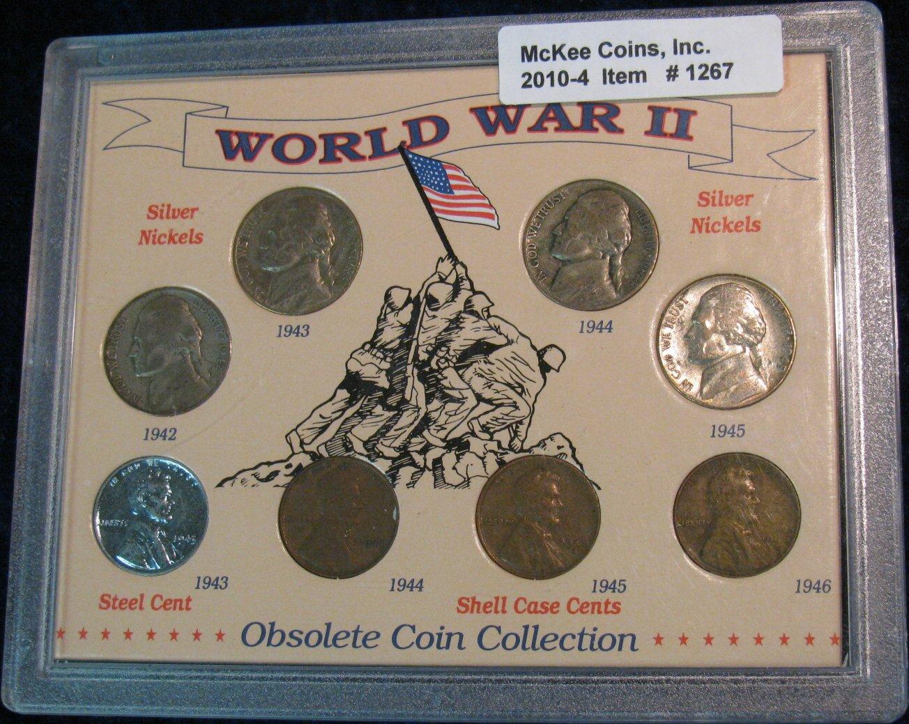 1267. World War II Coin Set. 1943, 44, 45, 46 Cents & 1942, 43, 44, 45 ...