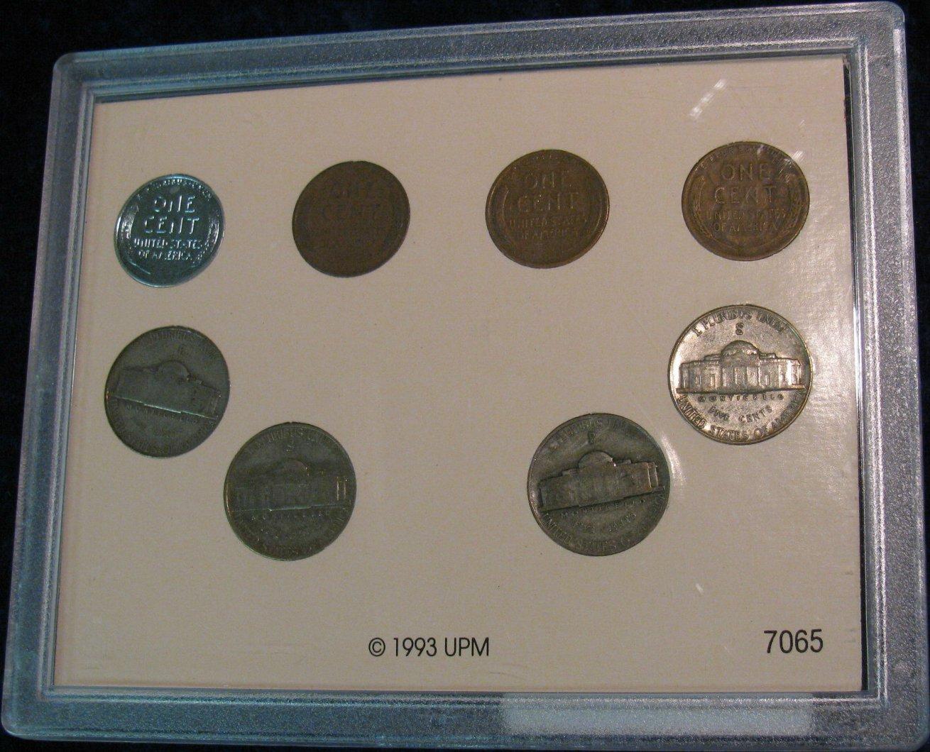 1267. World War II Coin Set. 1943, 44, 45, 46 Cents & 1942, 43, 44, 45 ...