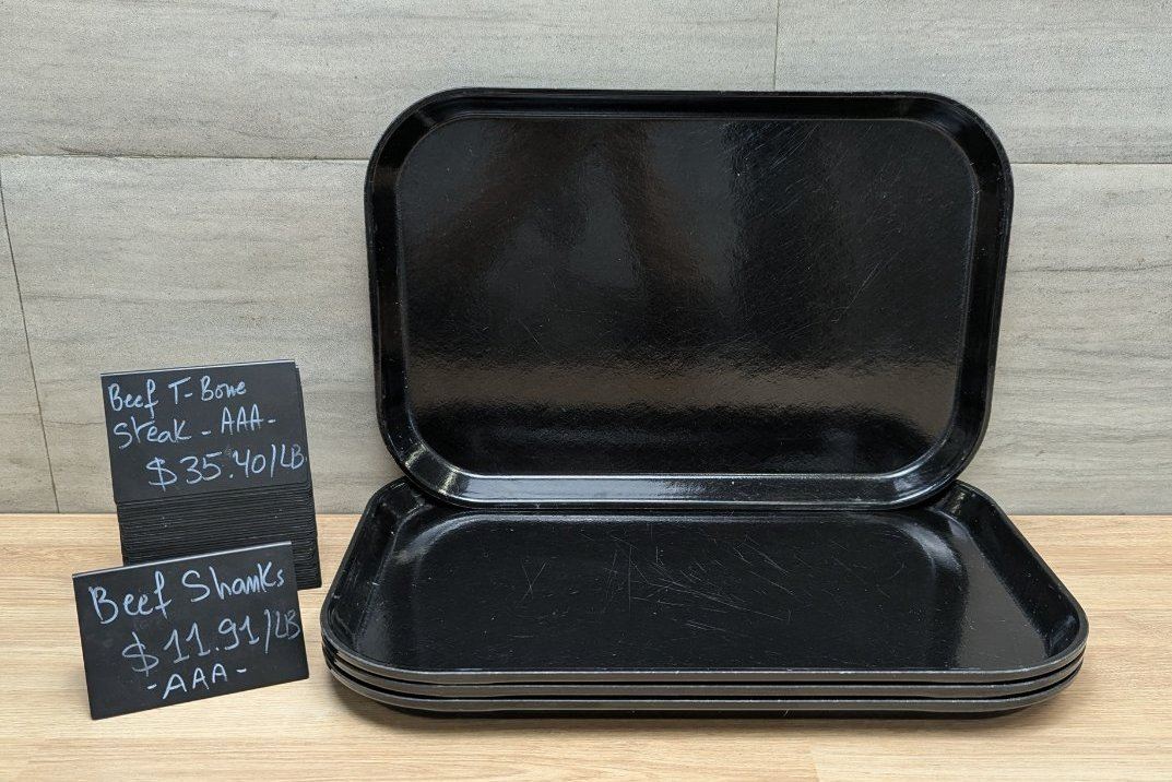 Cambro 15" x 10" x 1" Market Trays & Food Labels - Lot of Approx. 44pcs