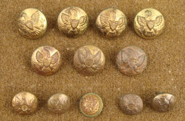 ORIGINAL CIVIL WAR COLLECTION OF 12 UNIFORM BUTTONS