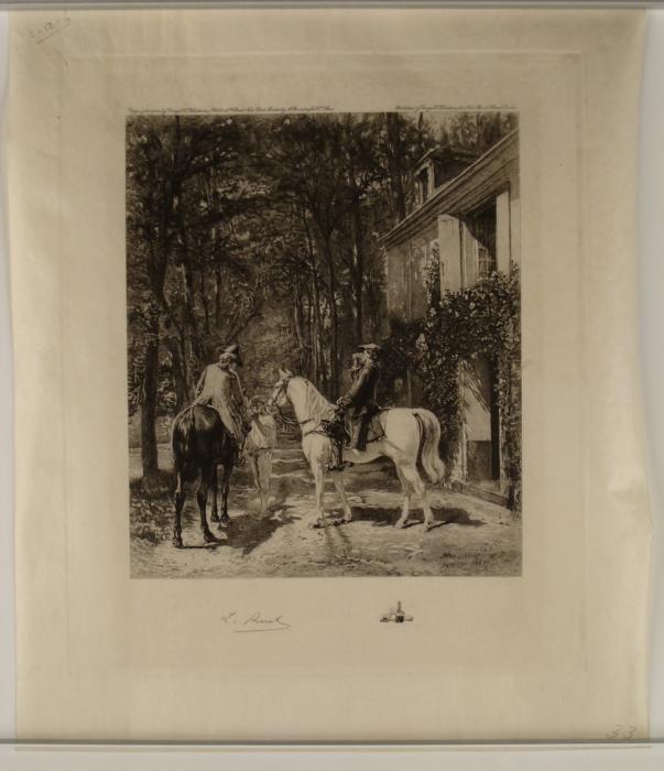 L Ruet Meissonier Signed Original Etching Horsemen 1922