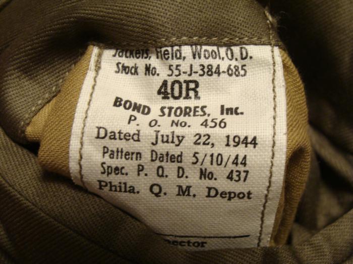 WWII G.I. EISENHOWER JACKET-40 REGULAR-HAS 1944 QM TAG