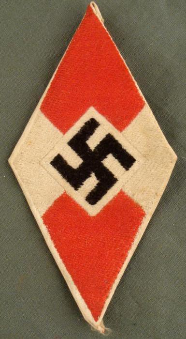 PERIOD ORIGINAL NAZI HITLER YOUTH SLEEVE DIAMOND W/SWAS