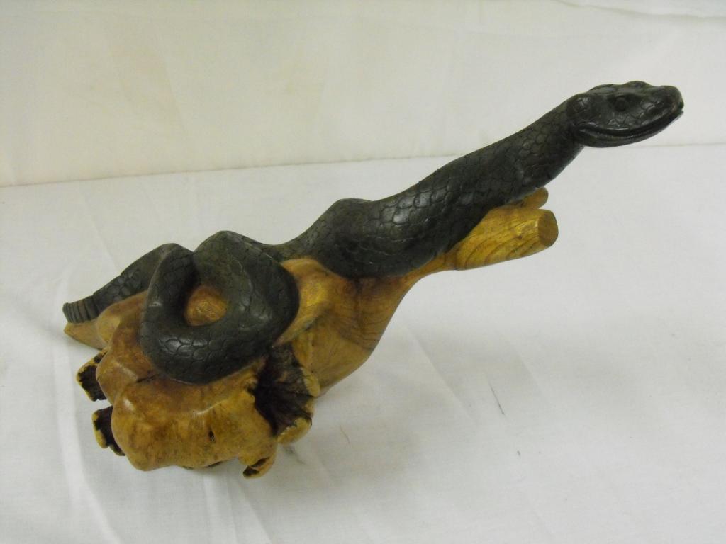 Acacia wood snake carving