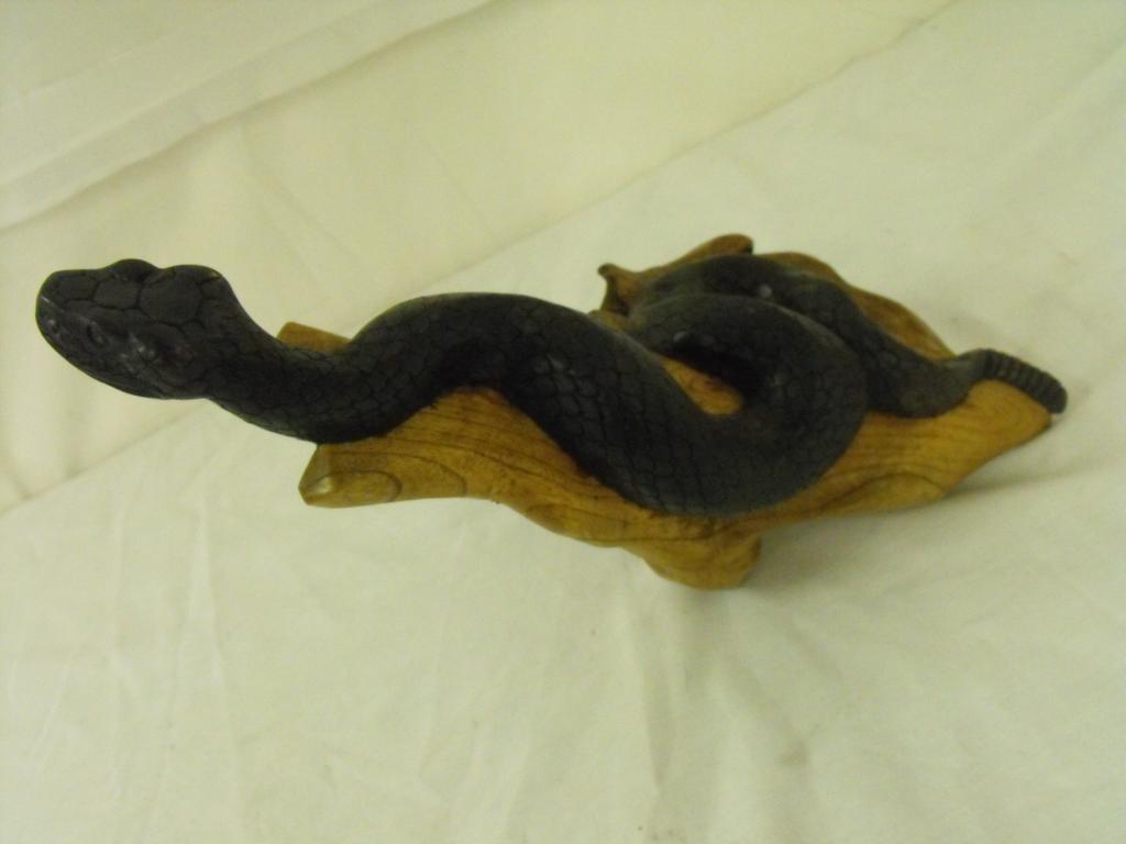 Acacia wood snake carving