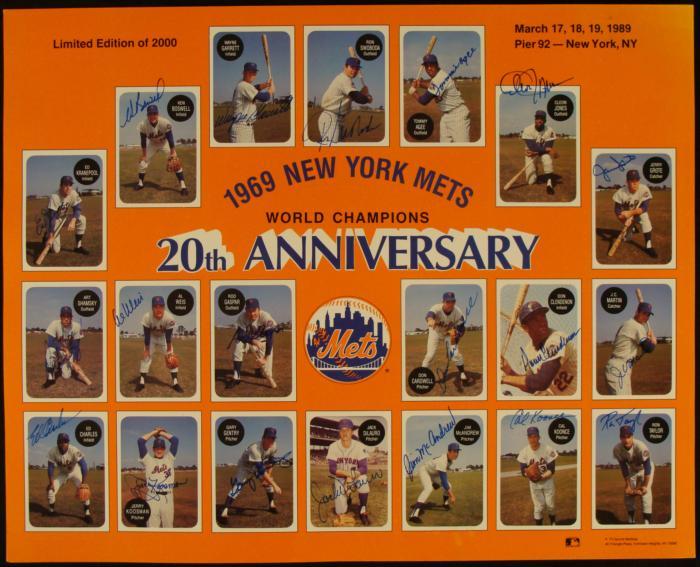 1969 Mets Team Signed 16 x 20 Baseball Card Poster