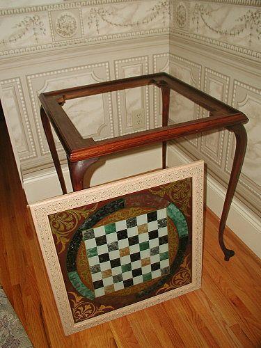 Scottish Game Table Reverse Glass Painted Mid 19th C