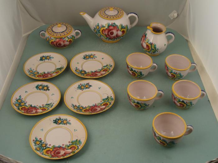 Tupesy Czech Signed Pottery Vint Hand Painted Tea Set