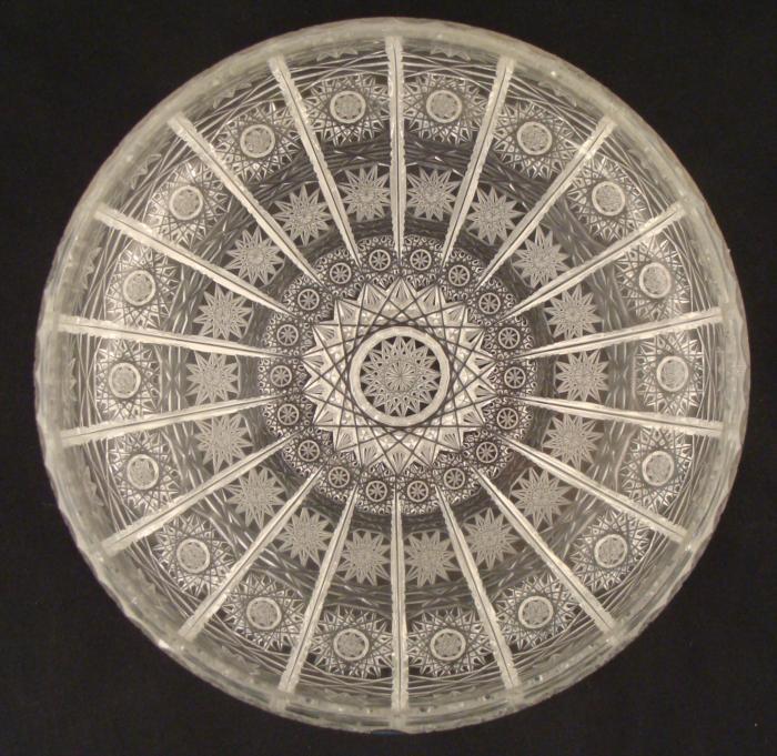 Hand Cut Lead Crystal Bowl Vintage Czech Glass