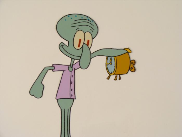 Alarm Clock Squidward Orig Animation SpongeBob Art Cel