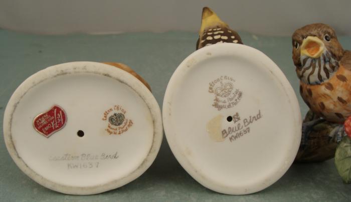 4 Vintage Porcelain Bird Figurines Lefton KW1637