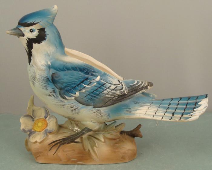 Lefton Blue Jay Vintage Bird Figurine Dish 573