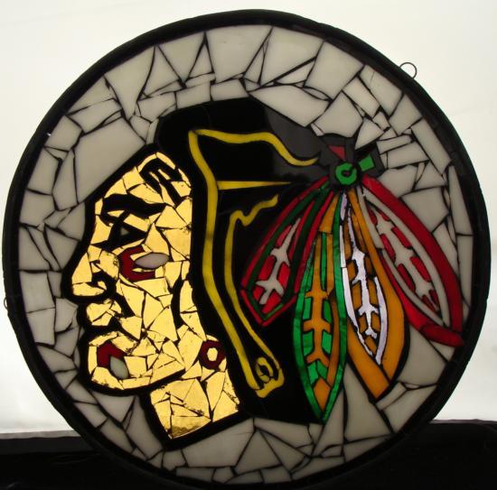 Chicago Blackhawks Stained Glass Hockey Art Pinkhasik