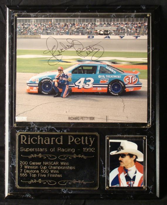 Richard Petty Signed NASCAR Champion Photo Plaque