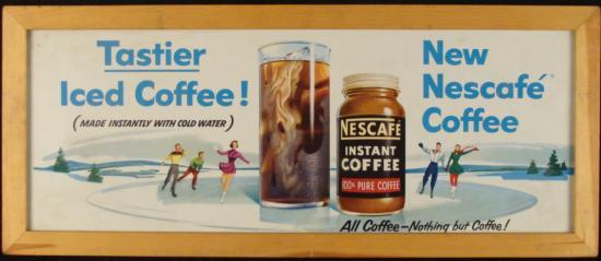 Old Nescafe Iced Coffee Vintage Advertising Sign Poster
