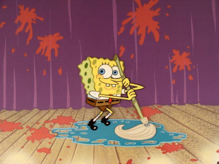 Cleaning SpongeBob Original Animation Background Cel