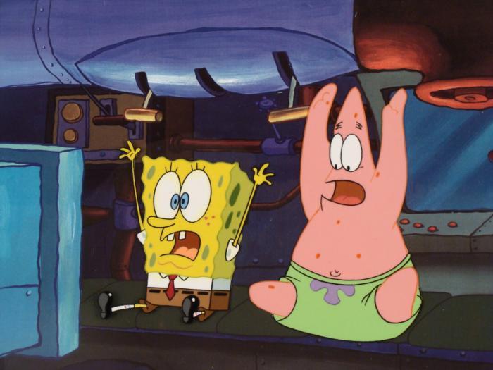 Animation Hands Up Original SpongeBob Cel Background