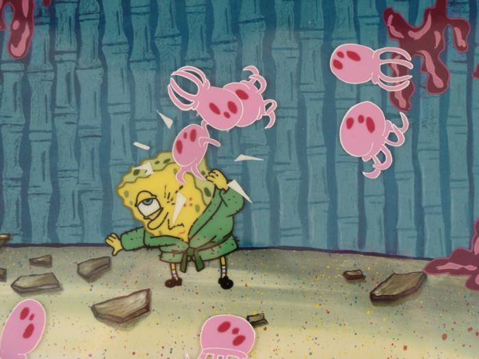 Production Cel Original SpongeBob Art Background Sting