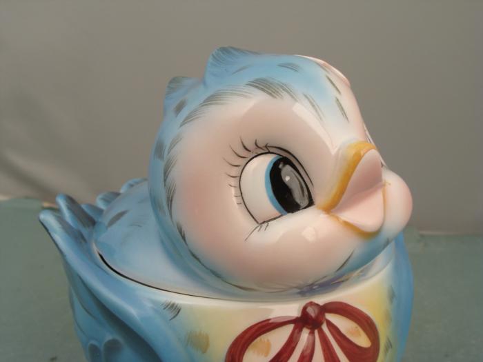 Lefton Blue Bird Cookie Jar 289 Rare Vintage Porcelain