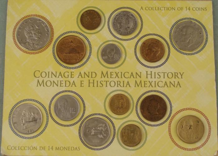Mexican Coinage & History 14 Diff Coins 1945-1986 Lot