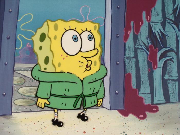 Background Green Robe Original Cel Animation SpongeBob