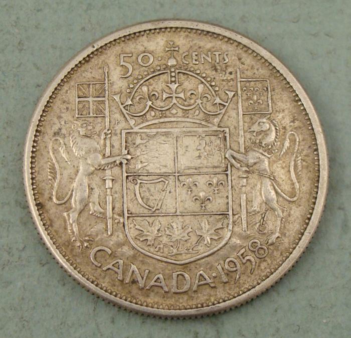1958 Canadian 50 Fifty Cent Silver Coin Canada