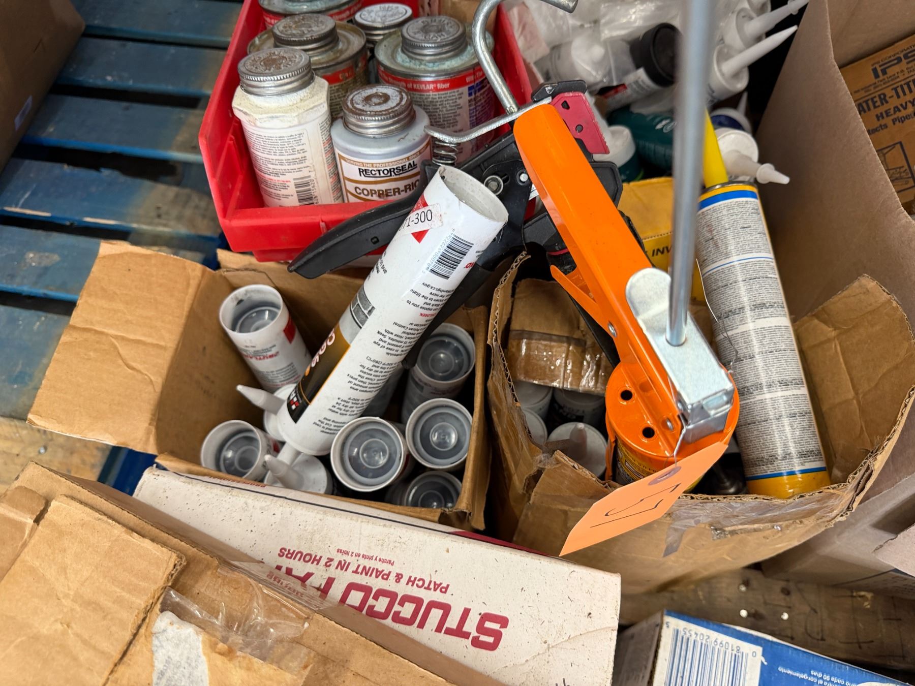Multiple Stucco Patches, Adhesives, Cement Tubes, Prime-Tac Tape, etc