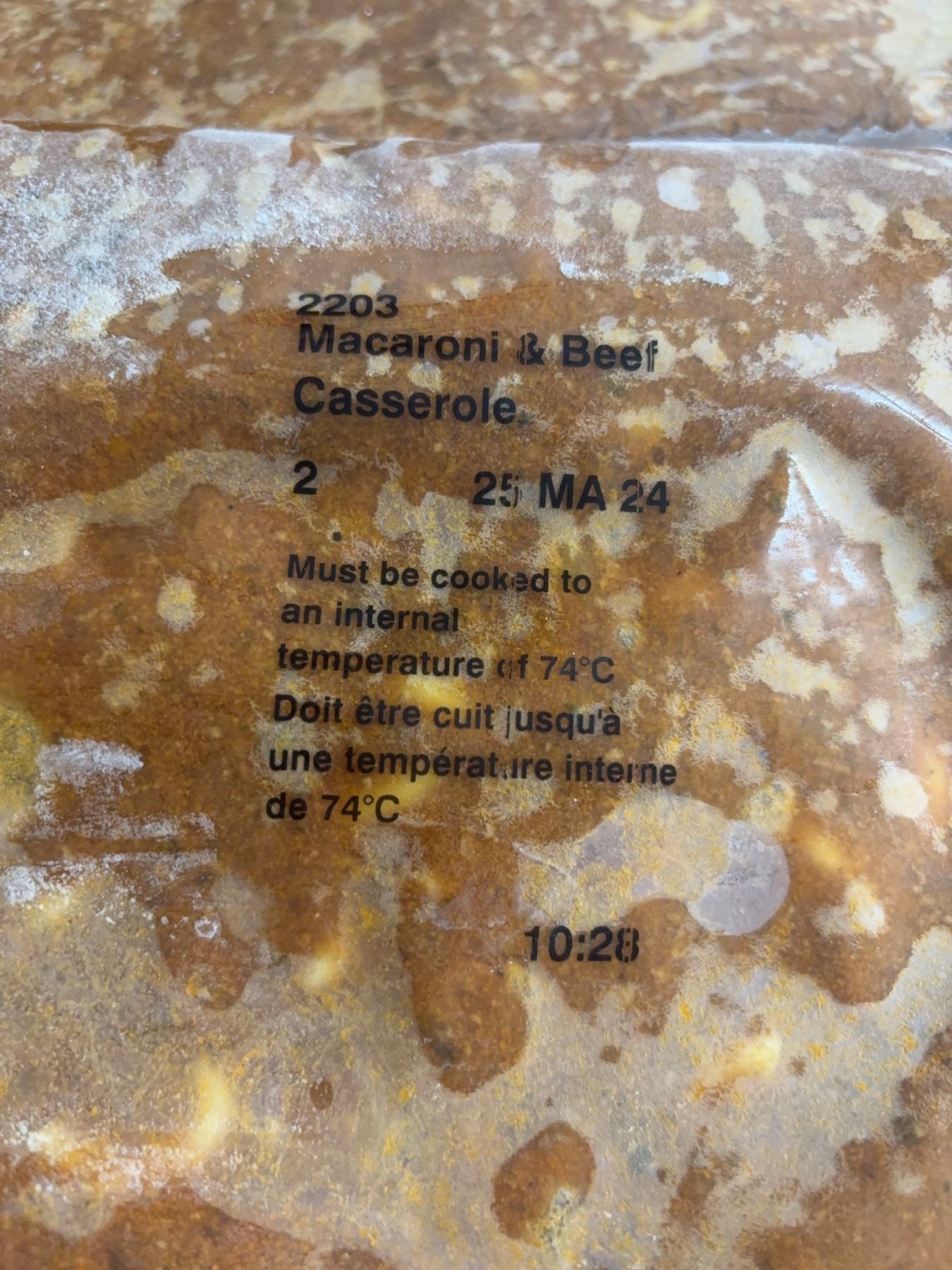 Lot of 2 - 2kgÂ Macaroni & Beef Casserole, Frozen Pack