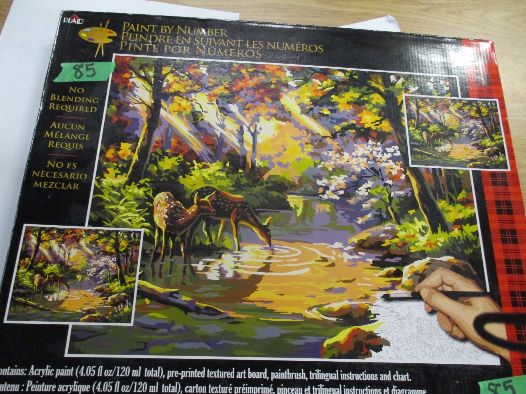 ESTATE: "DEER & WATER PICTURE" PAINT BY NUMBER KIT (20" X 16") (PAINTS ...