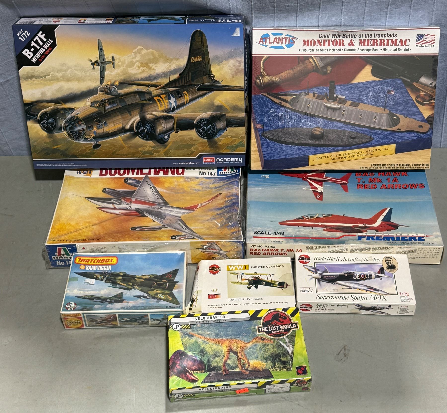 Lot of Assorted Model Kits w/ Military & Jurassic Park