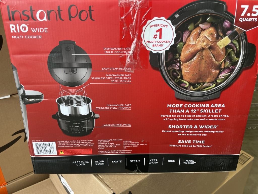 INSTANT POT WIDE DUO 7-IN-1 7.5QT ELECTRIC PRESSURE COOKER - TESTED ...